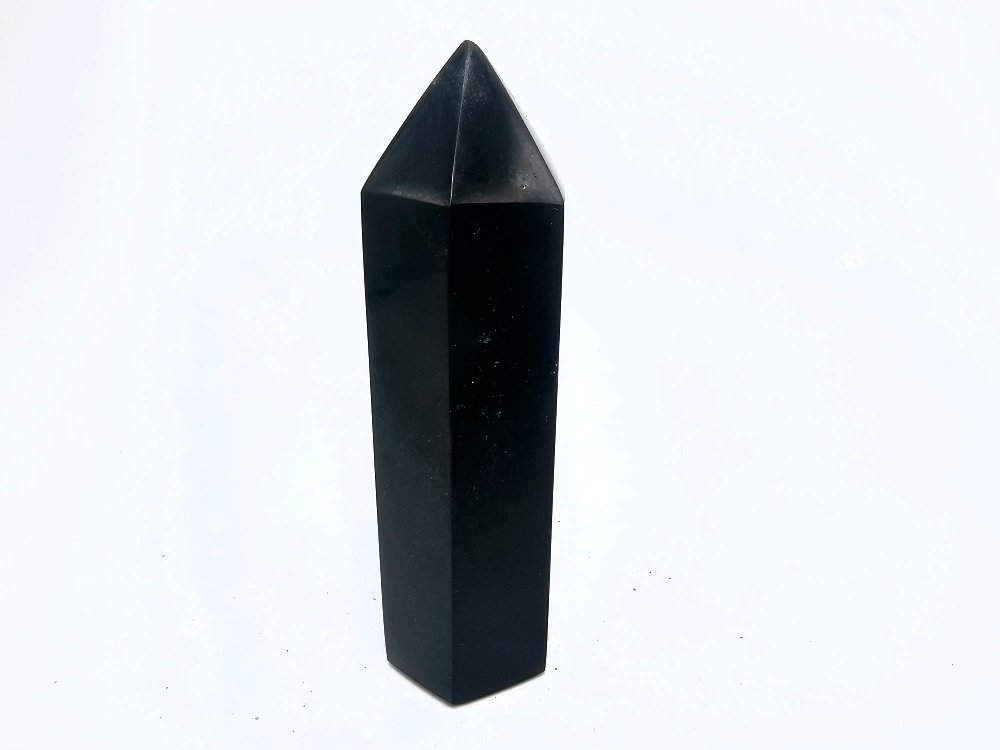 Black Basalt Polished Point A (328g) - Hello Indigo Halo