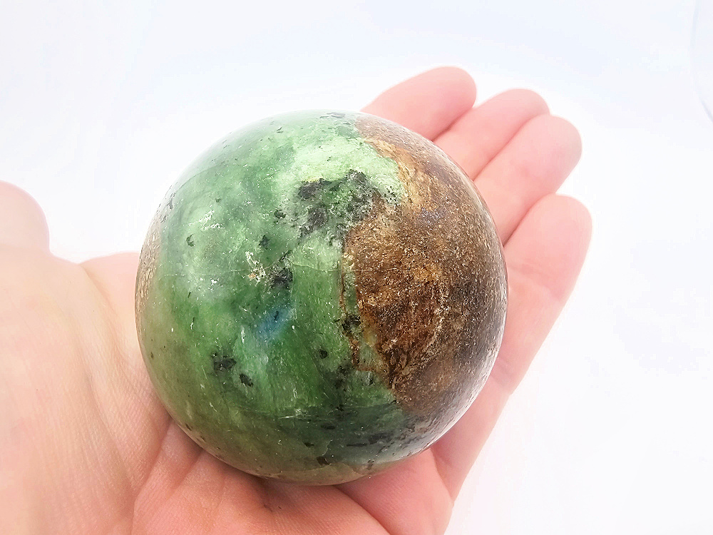 Chrysoprase Sphere F (190g) - Hello Indigo Halo