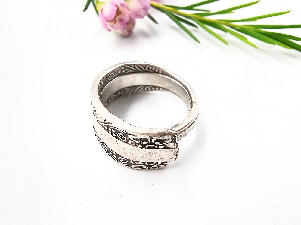Double Flower Strip Vintage Spoon Ring - Hello Indigo Halo