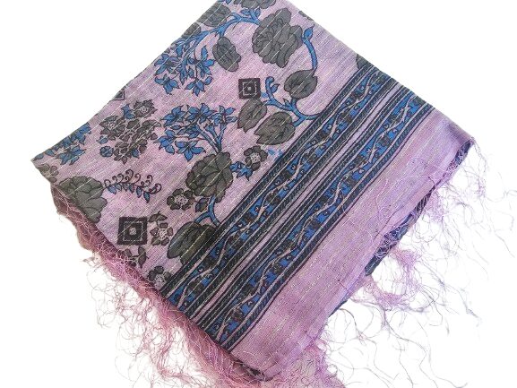 Vintage Indian Cotton Scarf – Purple Garden - Hello Indigo Halo