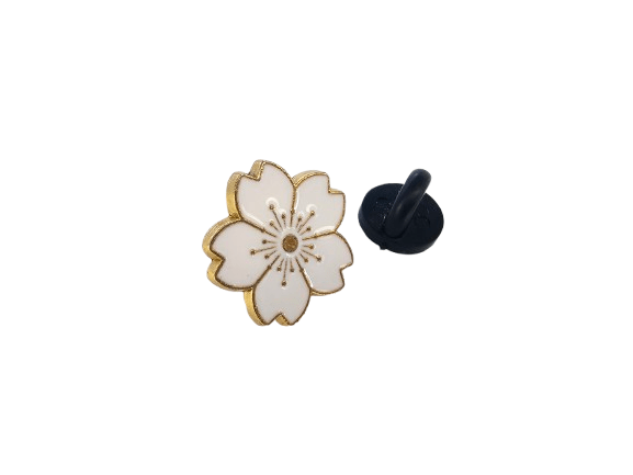 White Flower Pin Badge - Hello Indigo Halo