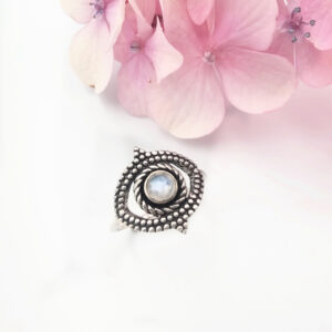 Eye Moonstone Ring (925 Silver) L - Hello Indigo Halo