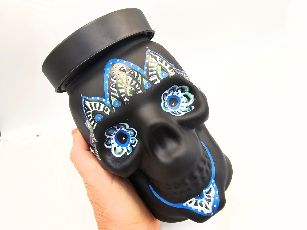 Skull Storage Container Glass C (17cm) - Hello Indigo Halo