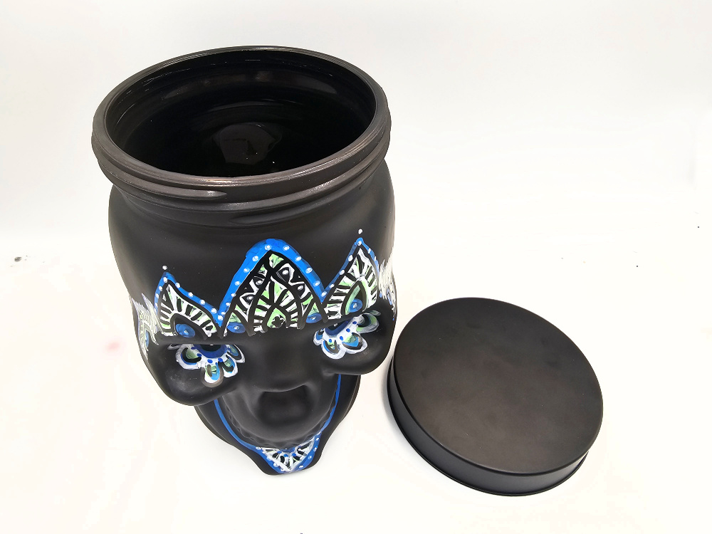 Skull Storage Container Glass C (17cm) - Hello Indigo Halo